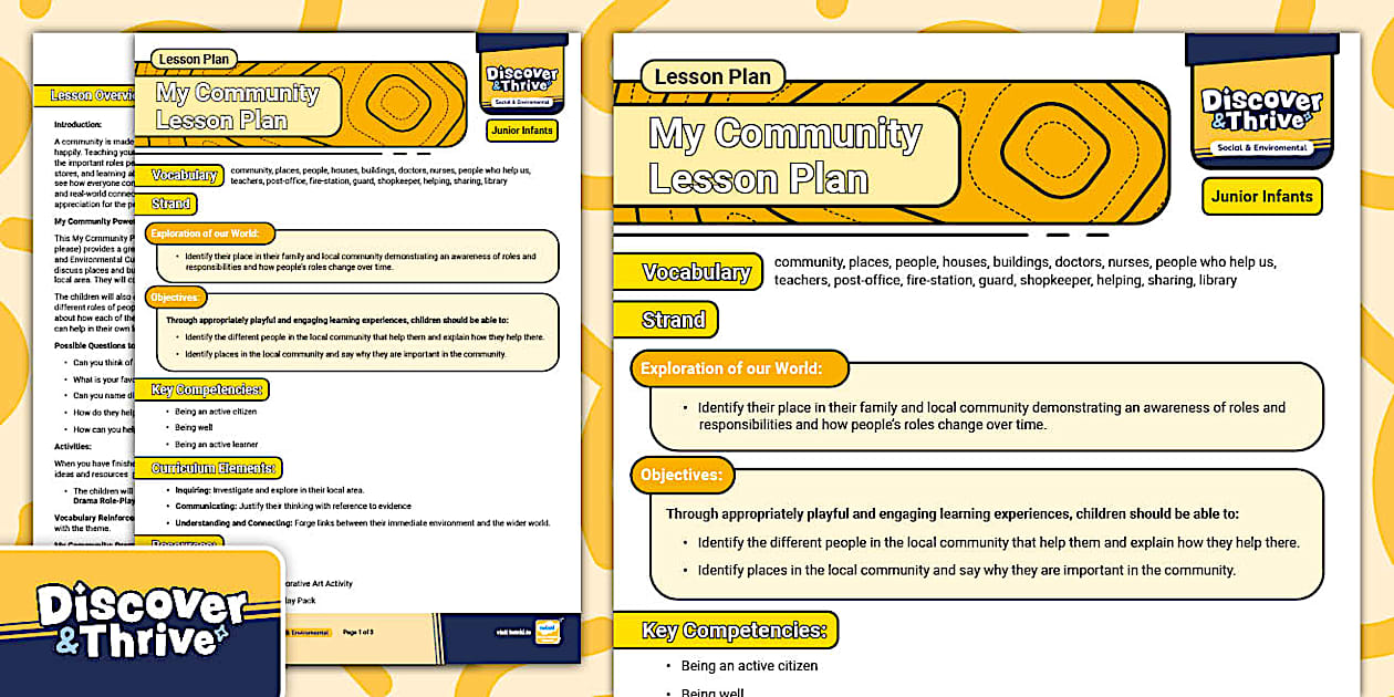 SEE (People, Place + Space) My Community Lesson Plan (Junior Infants)