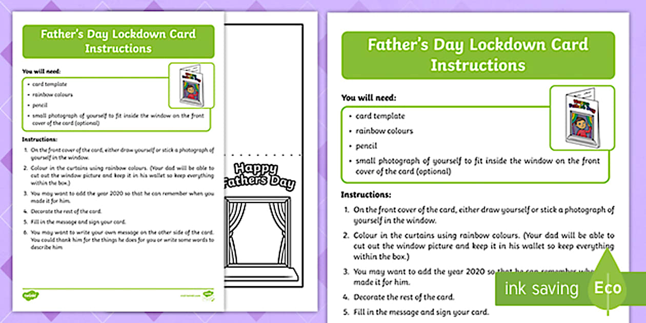 Father's Day Lockdown Card (teacher made) - Twinkl