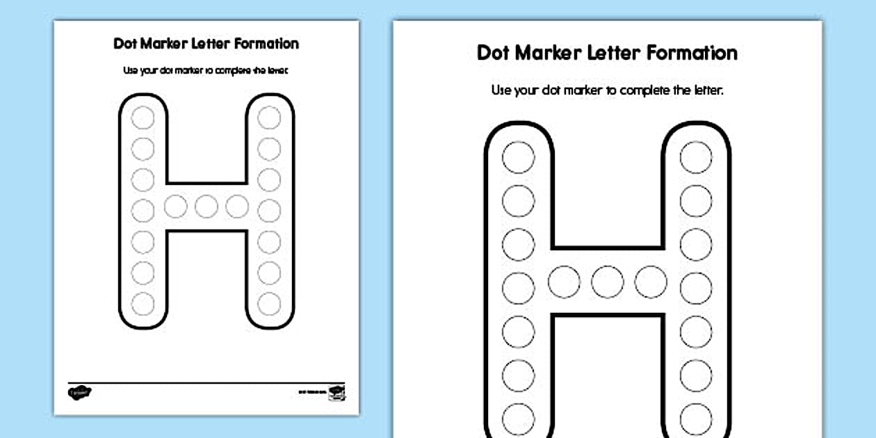 Uppercase Letter H: Dot Marker Letter Formation Worksheet