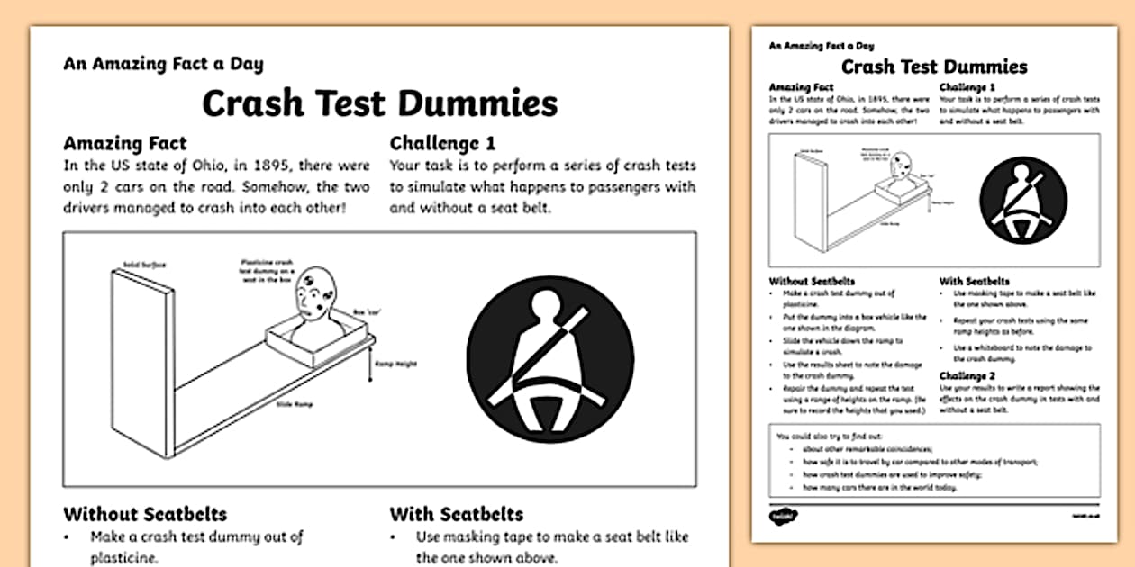 Editable Crash Test Dummies Worksheet (teacher made)