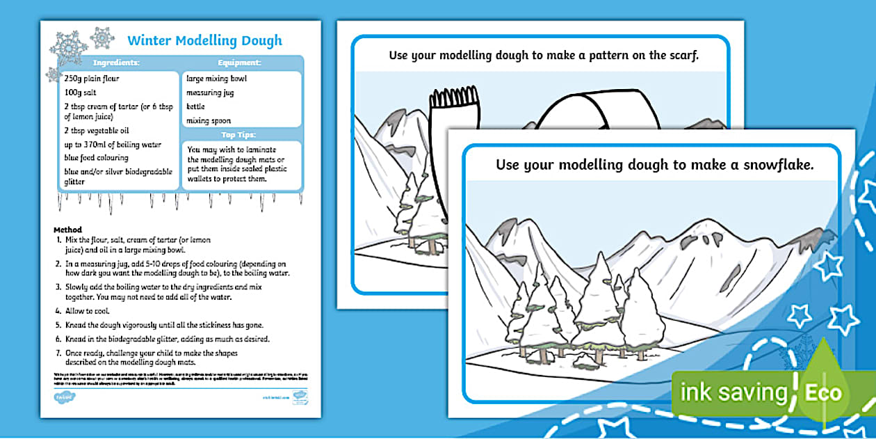 Winter Wonderland Modelling Dough Recipe and Mats - Twinkl