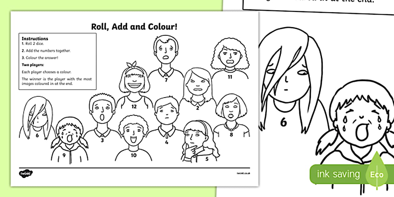 Emotions Roll and Colour Worksheet / Worksheet, worksheet