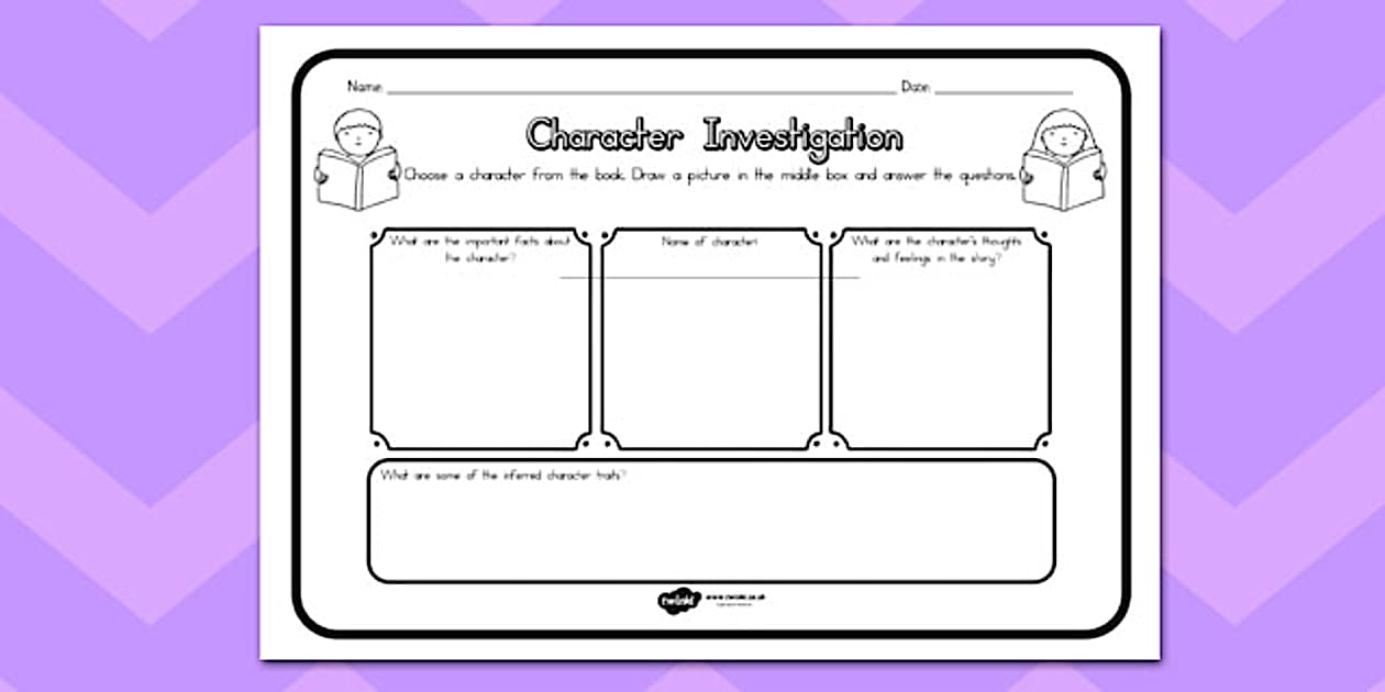 Editable Character Investigation Comprehension Worksheet