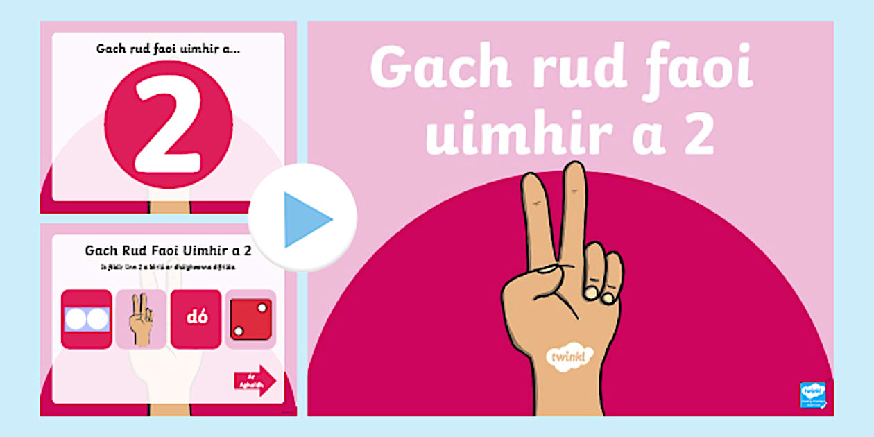 All about the Number 2 PowerPoint Gaeilge - Twinkl