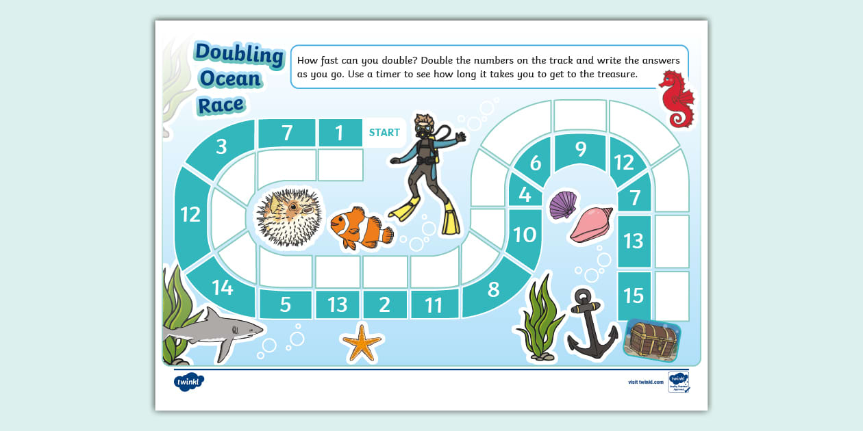 👉 Doubling Ocean Race | Maths | Calculation | Twinkl