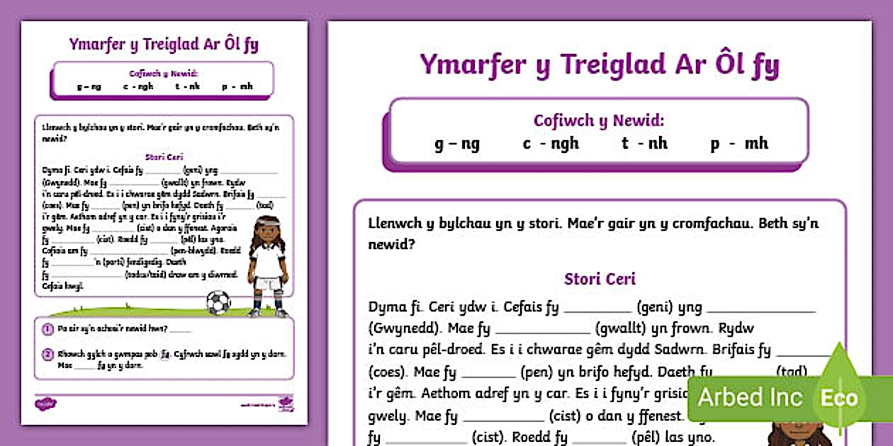 Stori Ceri - Gweithgaredd Ymarfer y Treiglad Ar Ôl 'fy'
