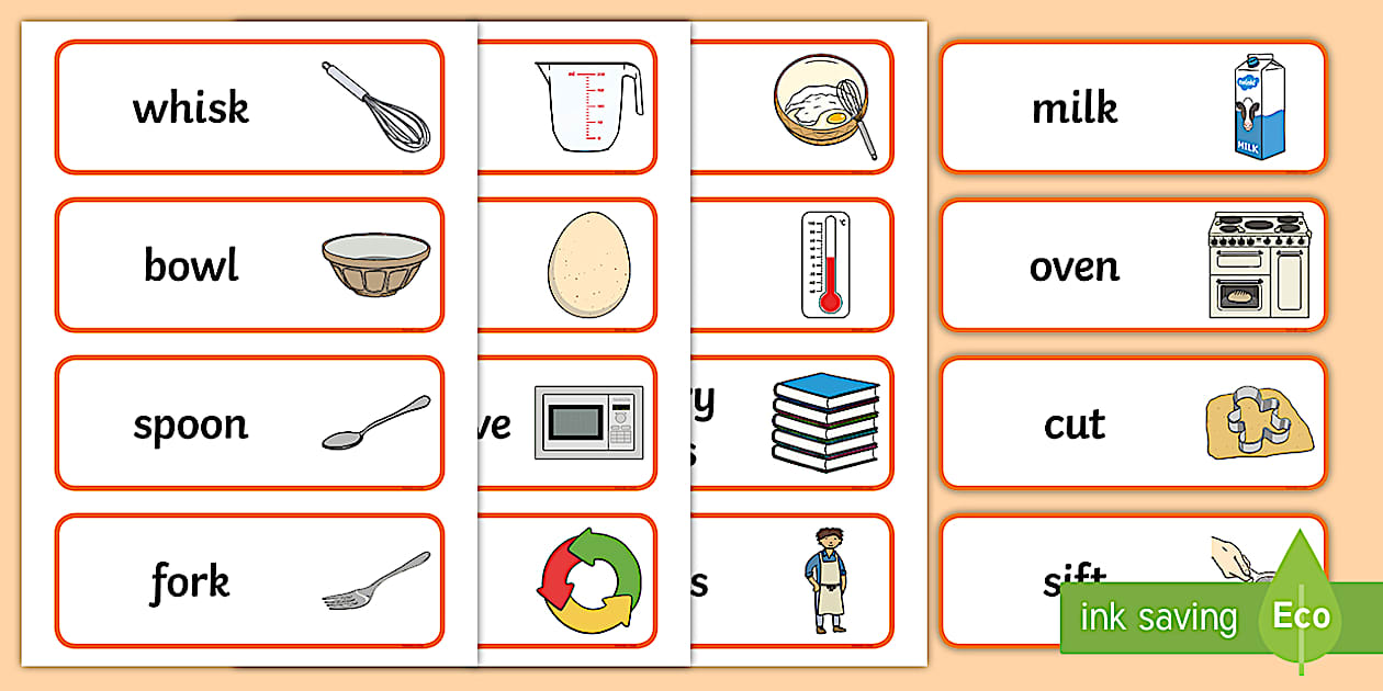 Cooking Vocabulary Word Cards (teacher made) - Twinkl