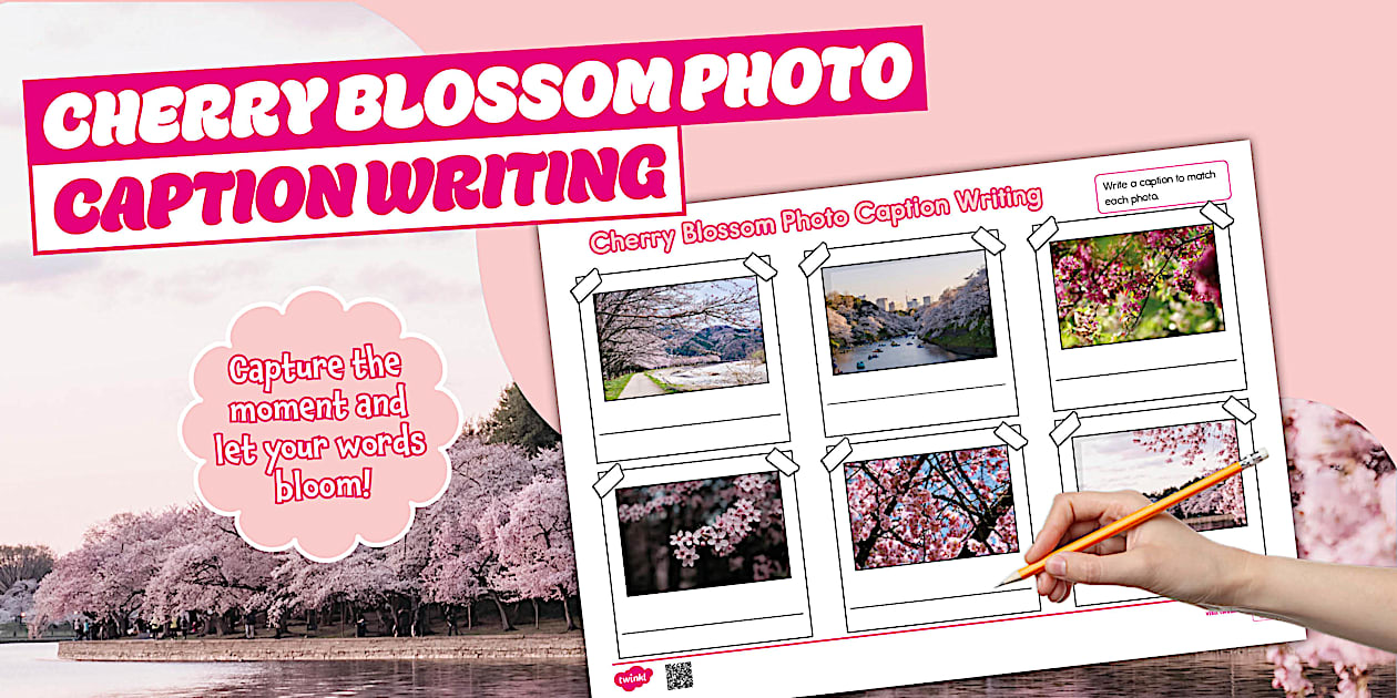 Cherry Blossom Photo Caption Writing Template