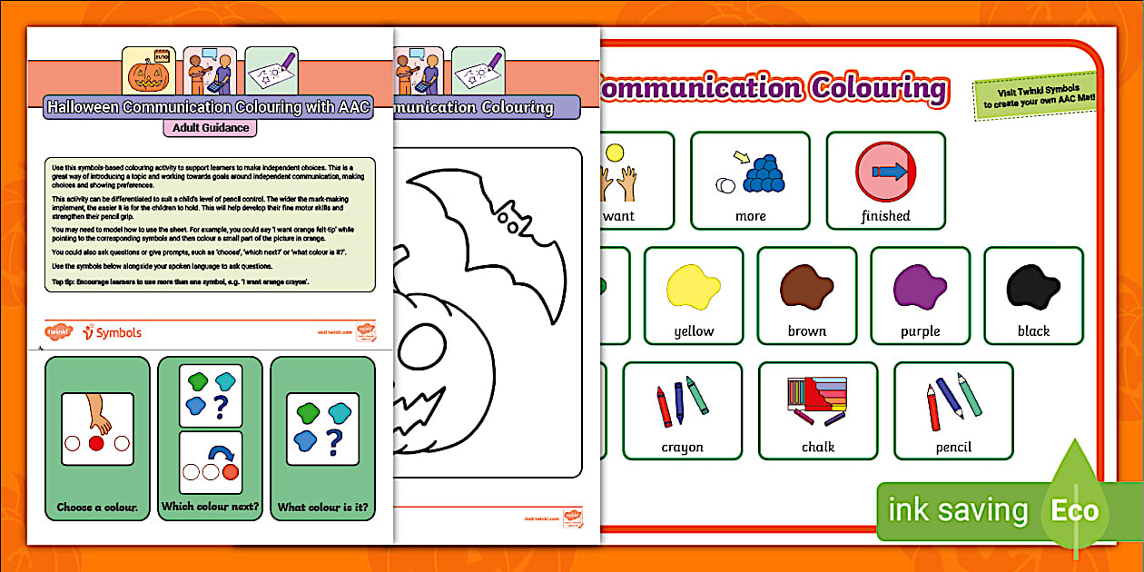 Twinkl Symbols: Halloween Communication Colouring Activity with AAC