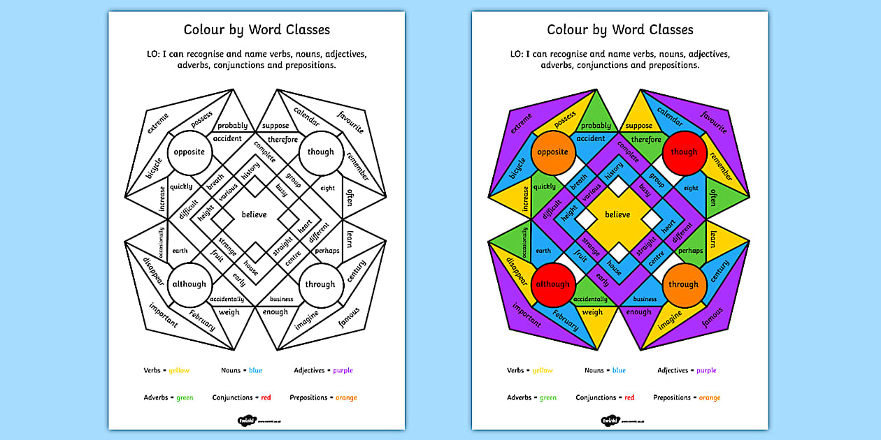 Editable Colour by Word Class (teacher made) - Twinkl