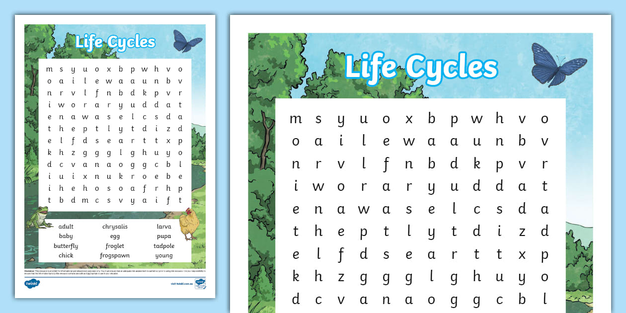 Life Cycles Word Search (teacher made) - Twinkl