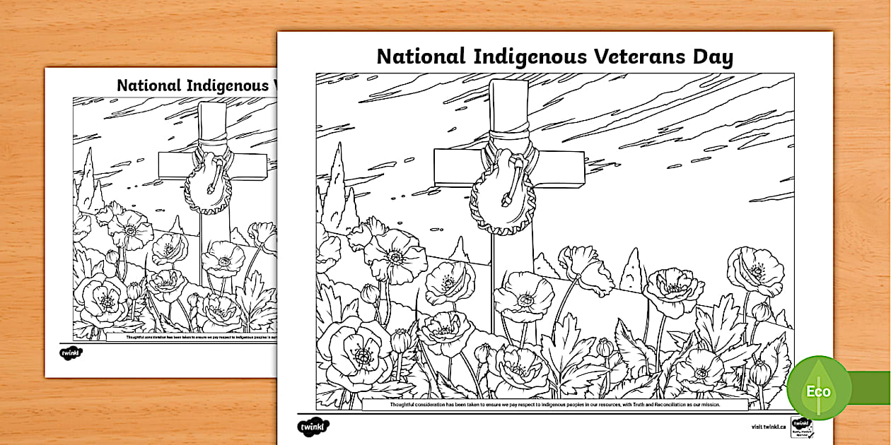 FREE! - National Indigenous Veterans Day Colouring Page