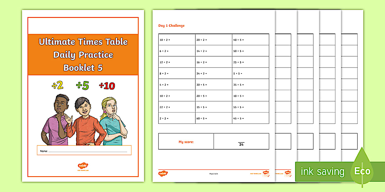 Ultimate Times Table Daily Practice Booklet 5 - Twinkl