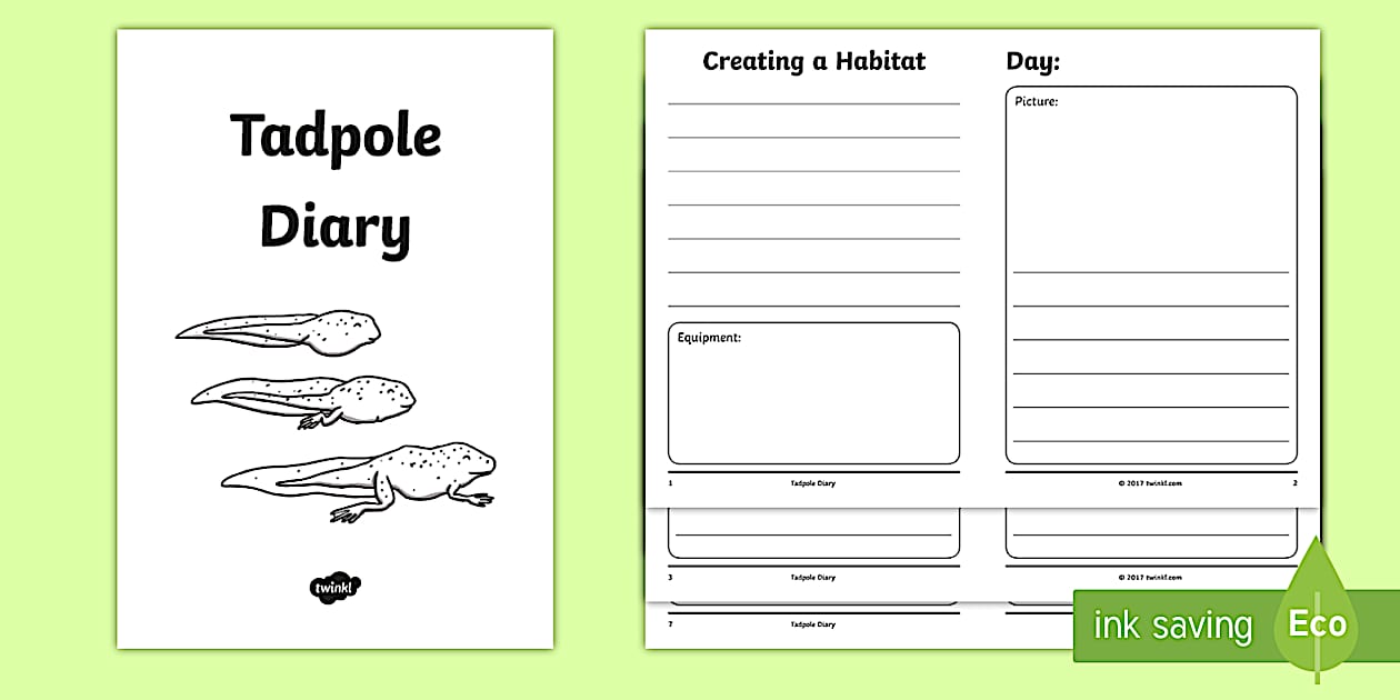 Editable Tadpole Diary Writing Template - Twinkl