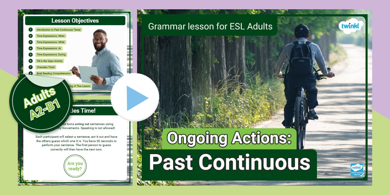 ESL Ongoing Actions: Past Continuous PPT [Adults, A2-B1]