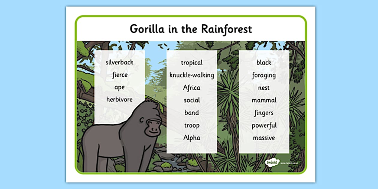 Dyslexic Gorilla Rainforest Word Mat (teacher made) - Twinkl