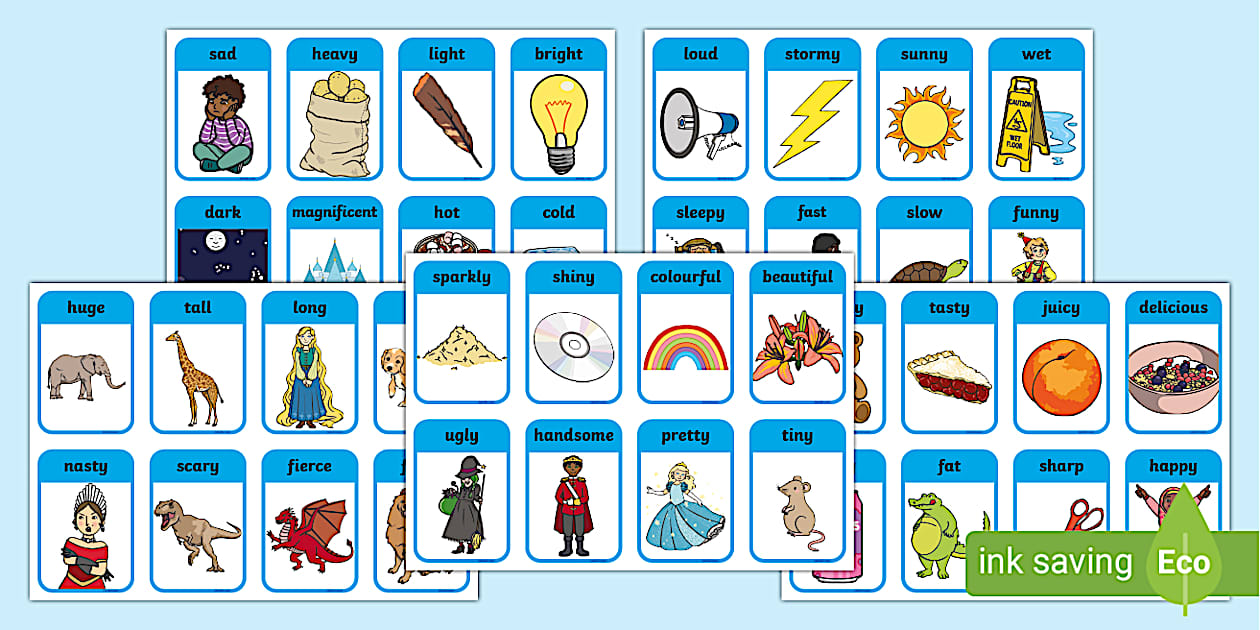 Adjectives Flash Cards (teacher made) - Twinkl