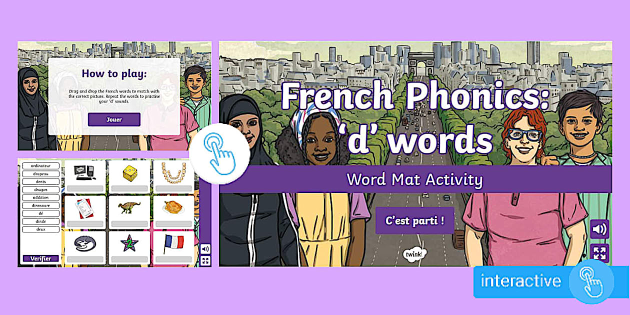 👉 French Phonics: 'd' words Interactive Word Mat Activity