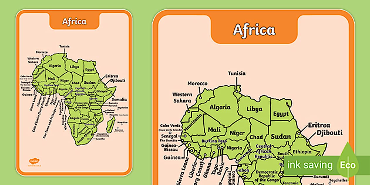 Map of African Countries with Names Poster | Twinkl - Twinkl