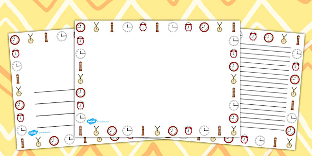 Editable Clock Page Borders Landscape (professor feito)