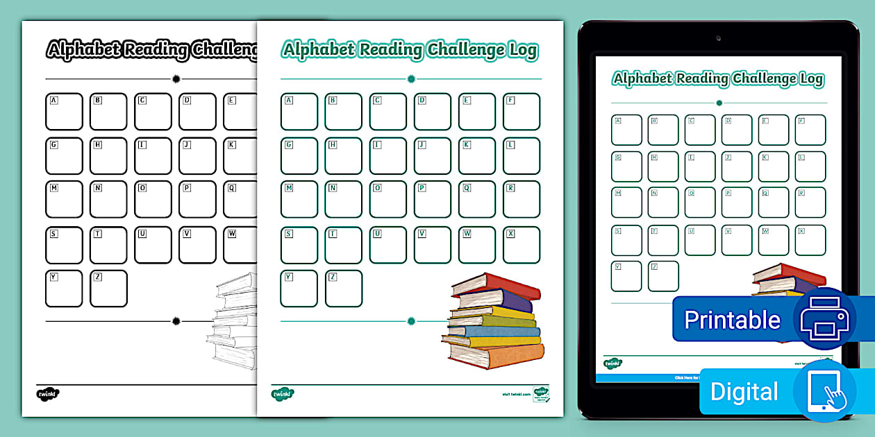 Alphabet Reading Challenge Log for 6th-8th Grade - Twinkl