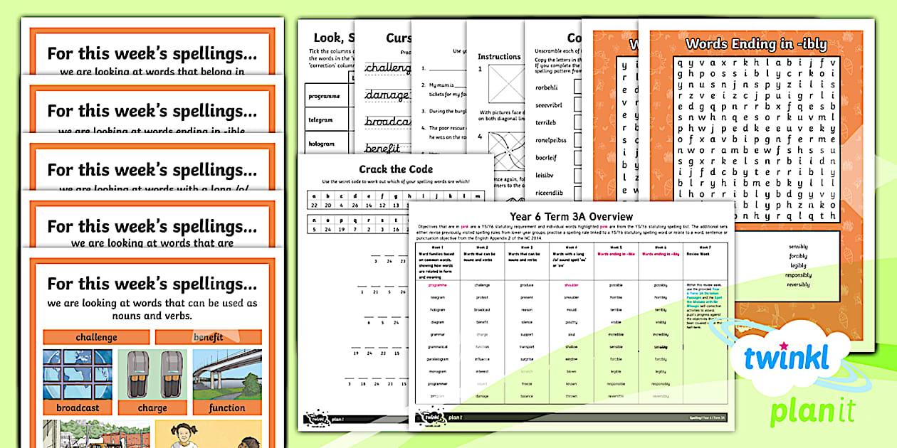 PlanIt Year 6 Term 3A Bumper Spelling Pack (teacher made)
