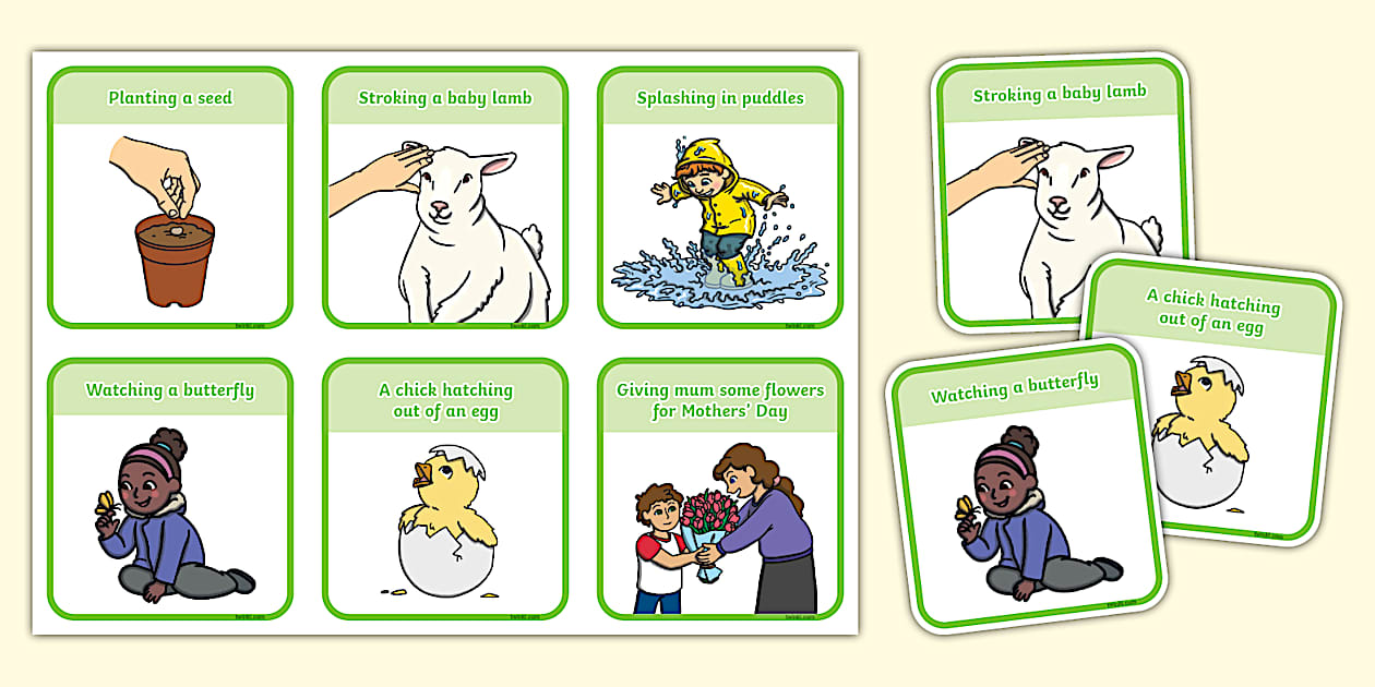 EYFS Look And Act Spring Cards - Twinkl