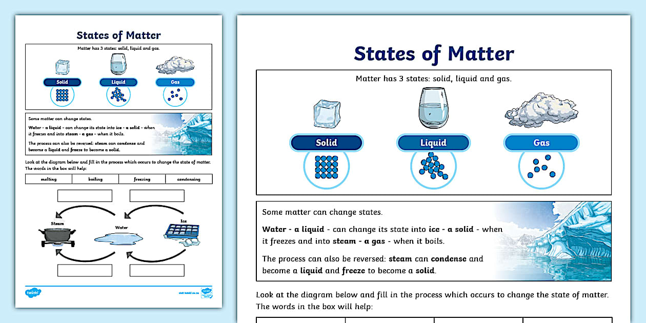 States of Matter - Activity Sheet (teacher made) - Twinkl