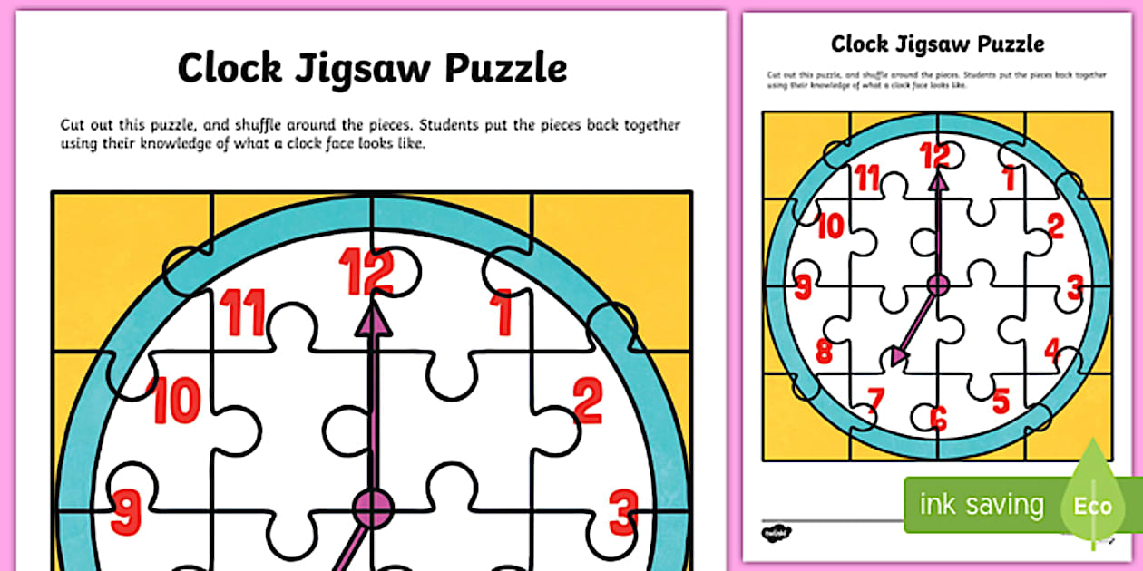 Clock Jigsaw Puzzle Activity (teacher made) - Twinkl