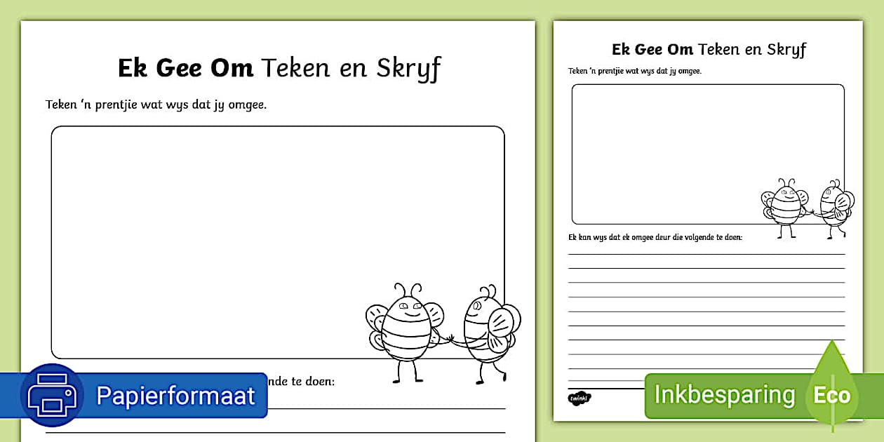 Ek Gee Om! Teken en Skryf Aktiwiteit