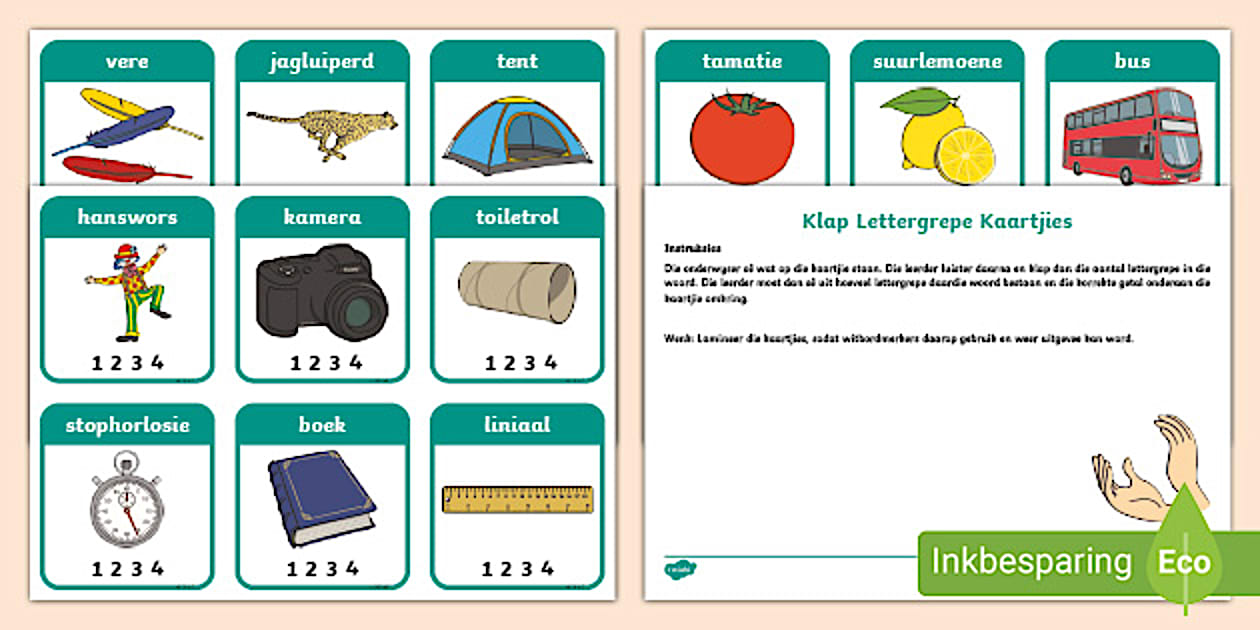 Klap Lettergrepe Kaartjies (Teacher-Made) - Twinkl