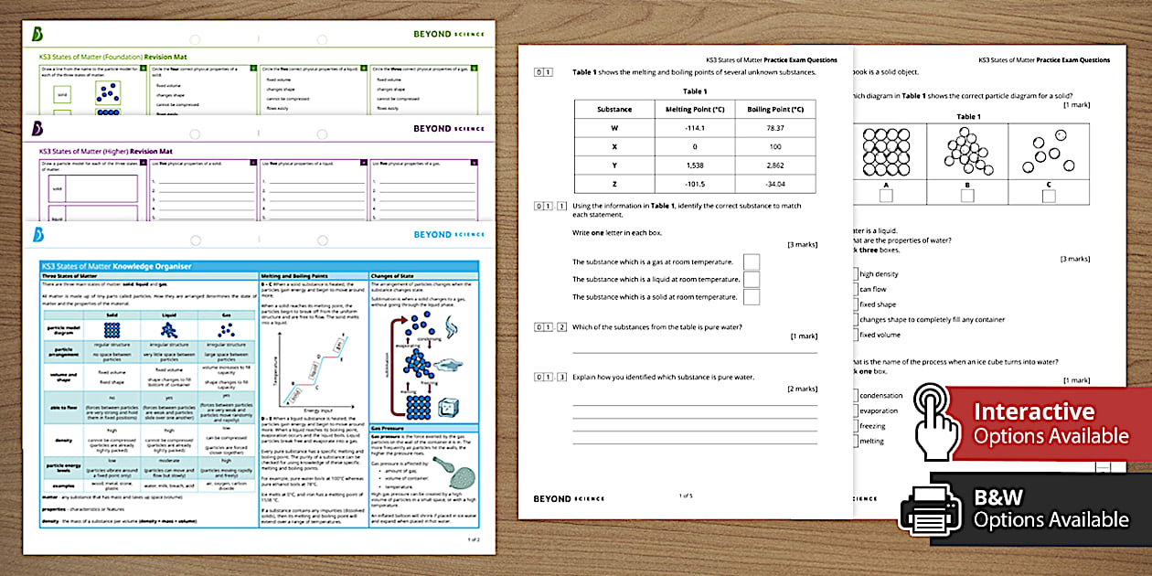 KS3 States of Matter Worksheet Pack | KS3 Science | Beyond