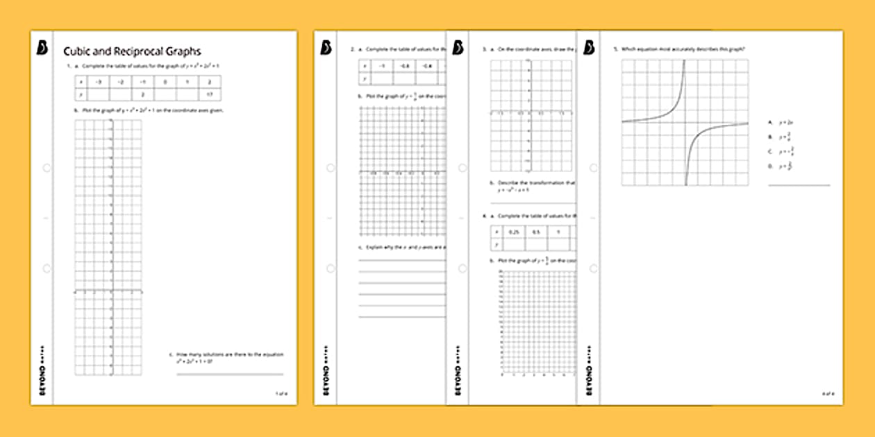 Cubic and Reciprocal Graphs Worksheet (teacher made)