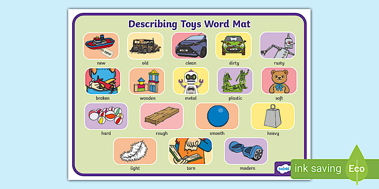 Describing Toys Word Mat (teacher made) - Twinkl