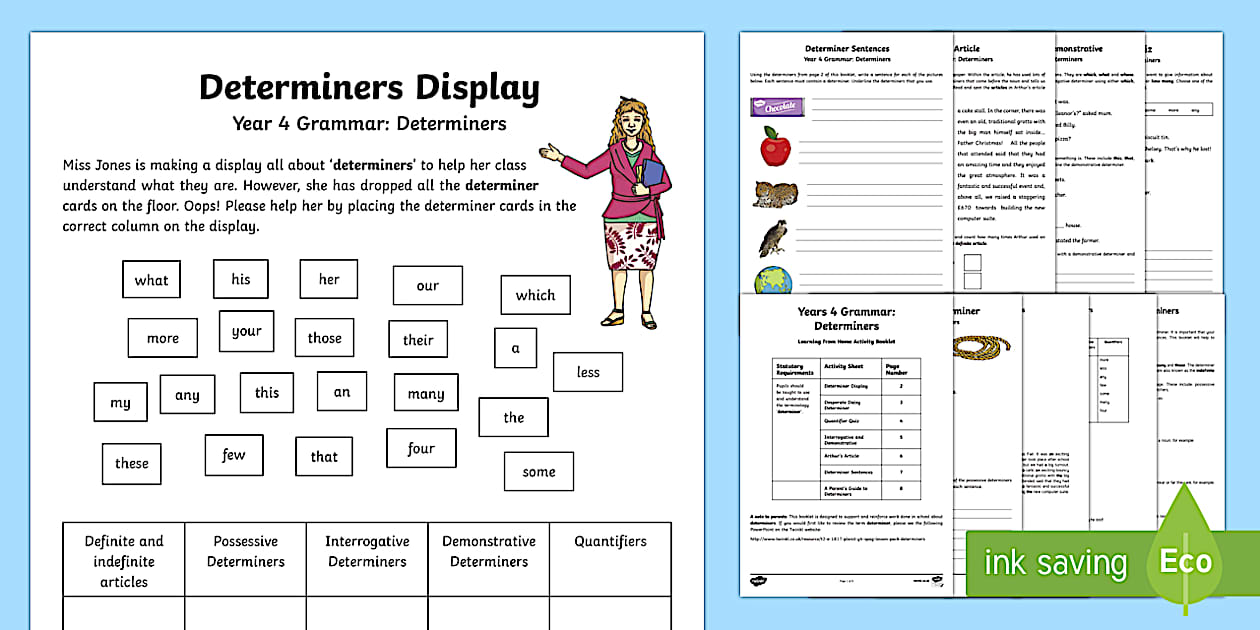 Editable Determiners Home Learning Booklet - Twinkl