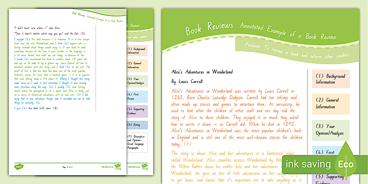 Level 3 Writing - Book Review: Exemplar with Annotations