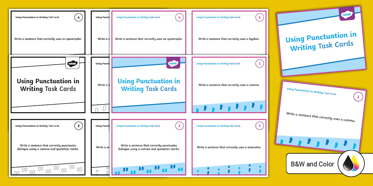 Using Punctuation in Writing Task Cards for 6th-8th Grade
