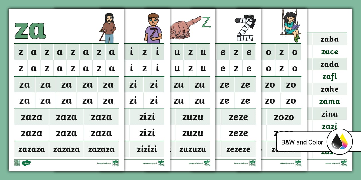 Booklet Keterampilan Membaca za, zi, zu, ze, zo - Twinkl