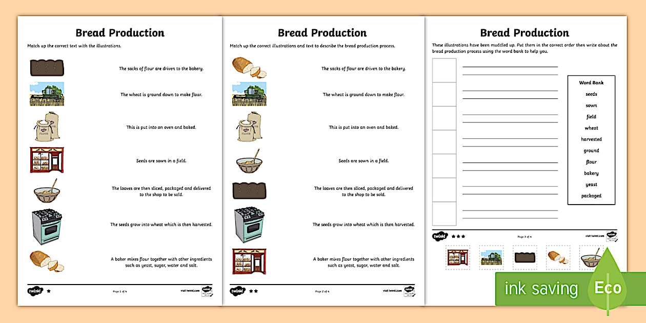 Editable Bread Production Differentiated Worksheets