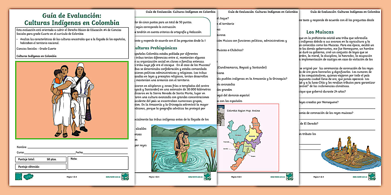 Guía de Evaluación: Culturas Indígenas en Colombia - Twinkl