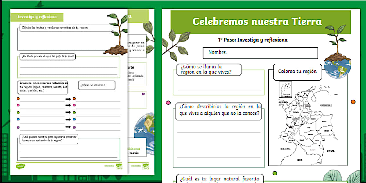 Guía de trabajo escolar - Día de la Tierra - Twinkl Colombia