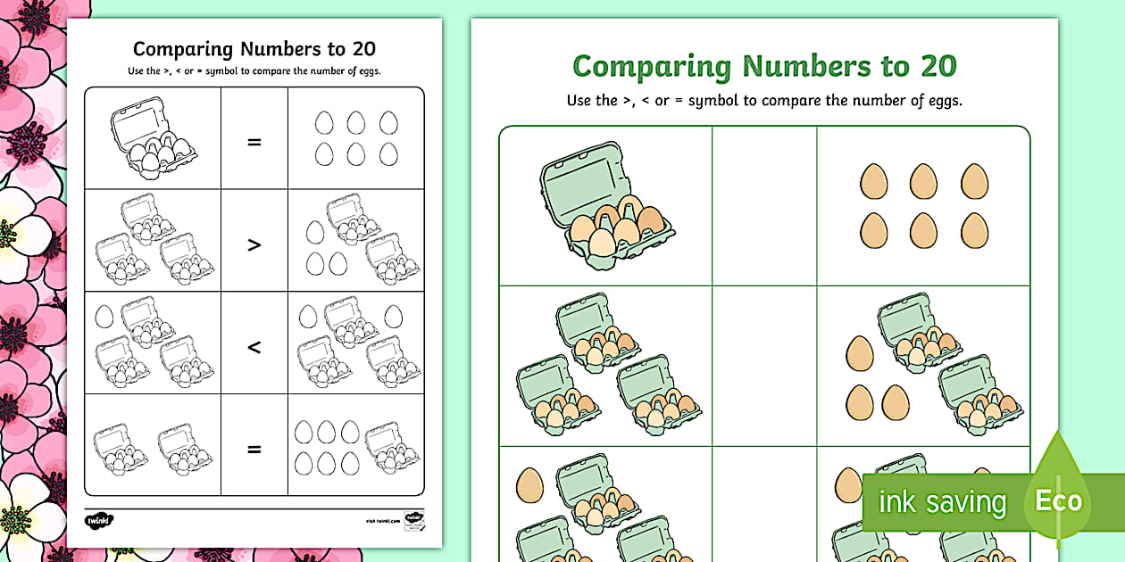 Compare Numbers within 20 Worksheet (teacher made) - Twinkl
