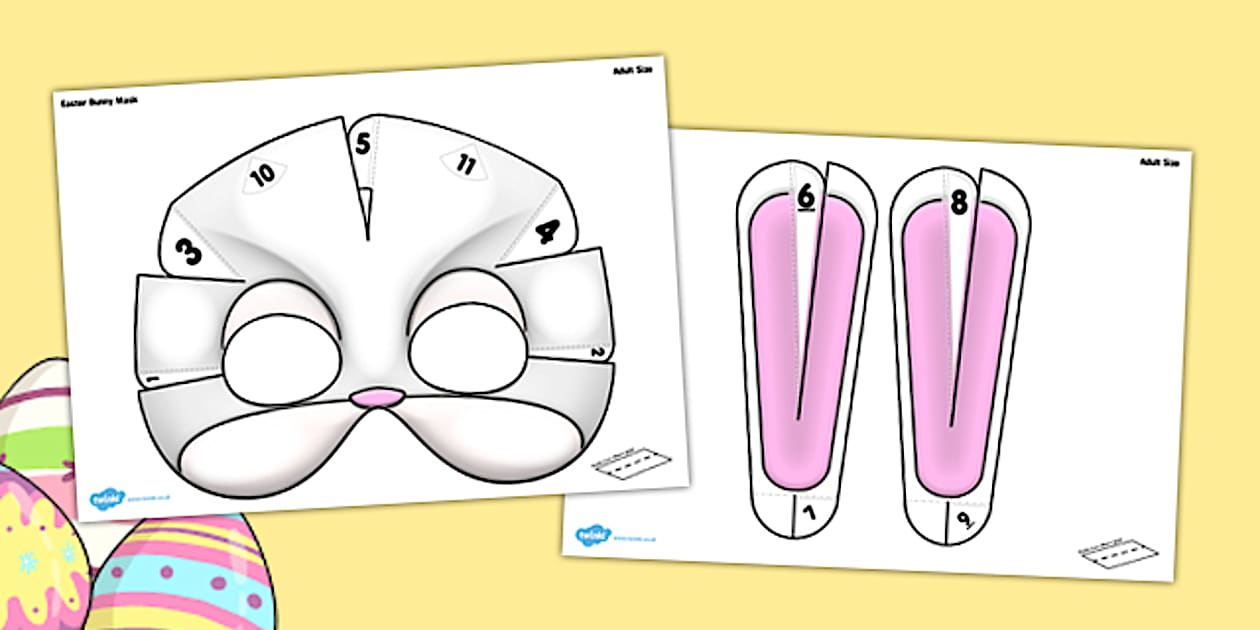 3D Easter Bunny Mask Printable (teacher made) - Twinkl