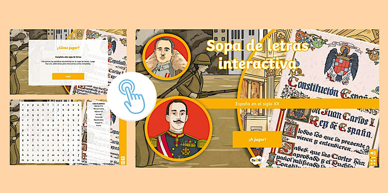 Sopa de letras interactiva: España en el siglo XX - Twinkl