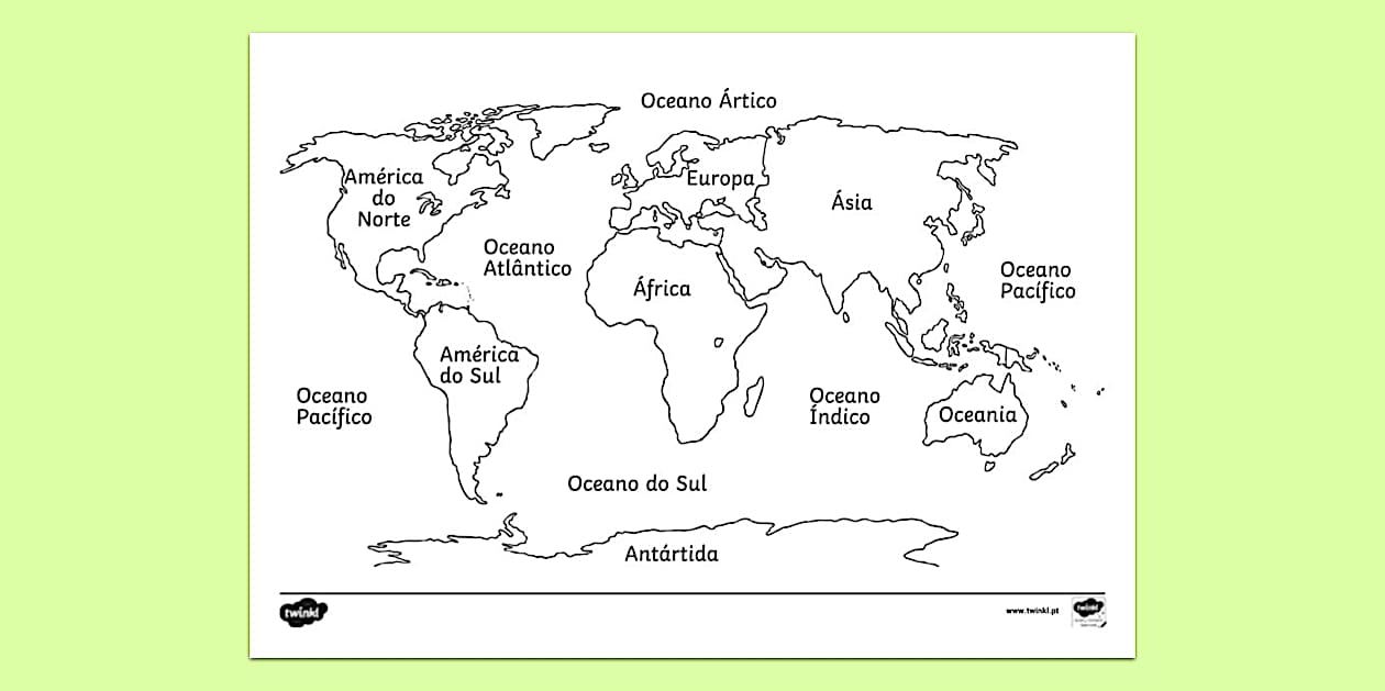 Mapa do Mundo: Página para Colorir (teacher made) - Twinkl