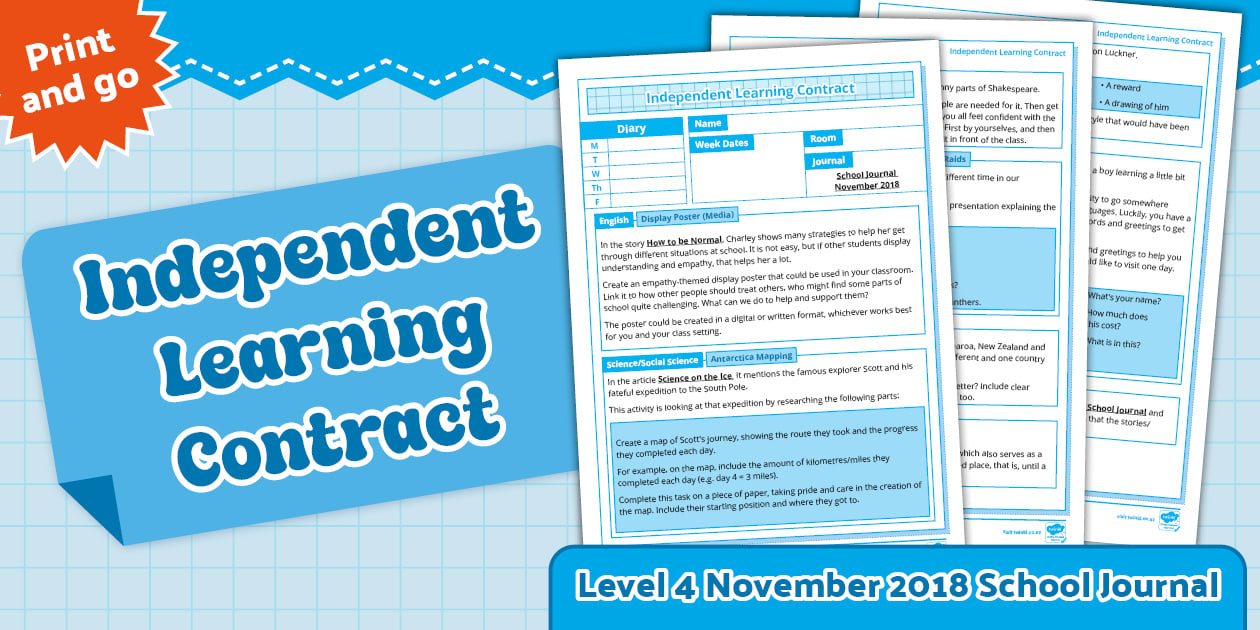 Level 4 November 2018 Independent Learning Contract