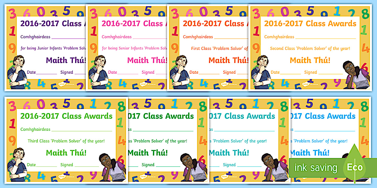 2016-2017 Problem Solver of the Year Certificates - Twinkl