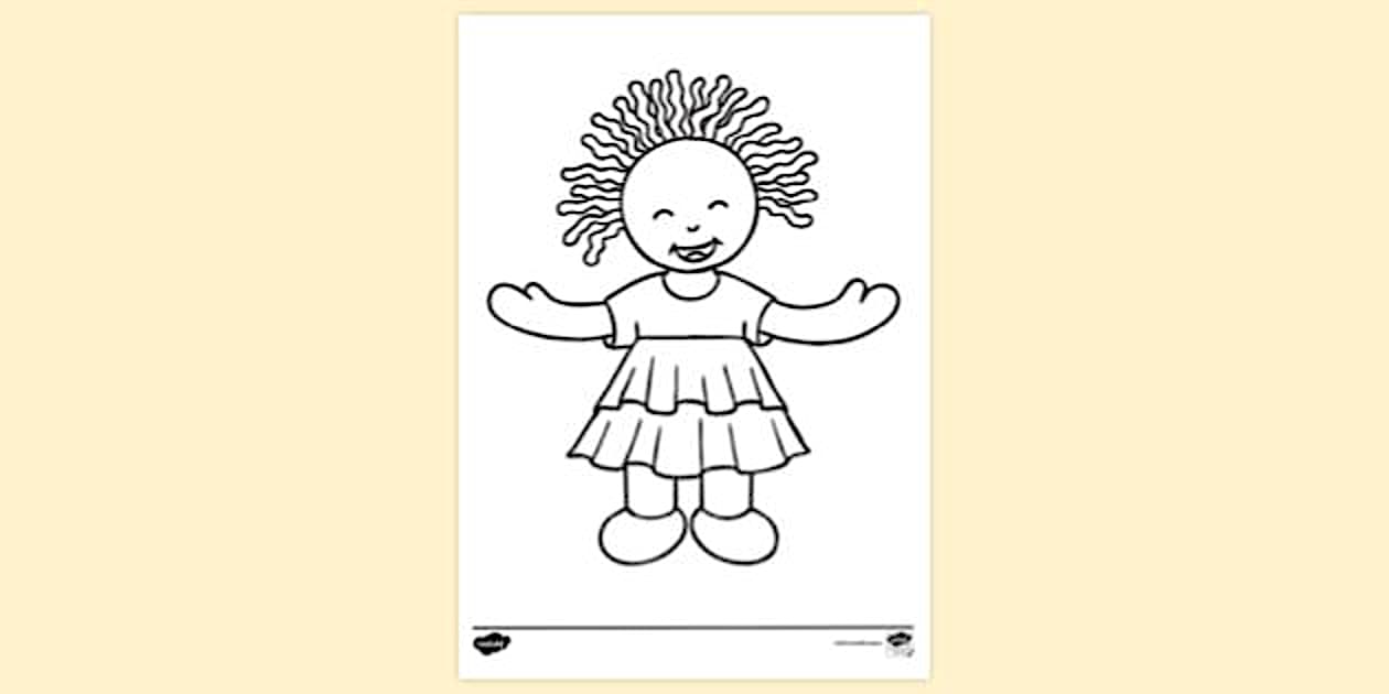 Family Chatter Pam Talking Doll Colouring Sheet - Twinkl