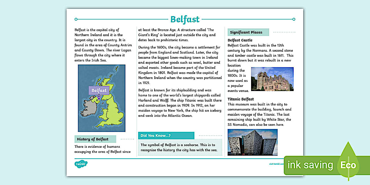 Belfast Fact File - Twinkl - KS2 (teacher made) - Twinkl