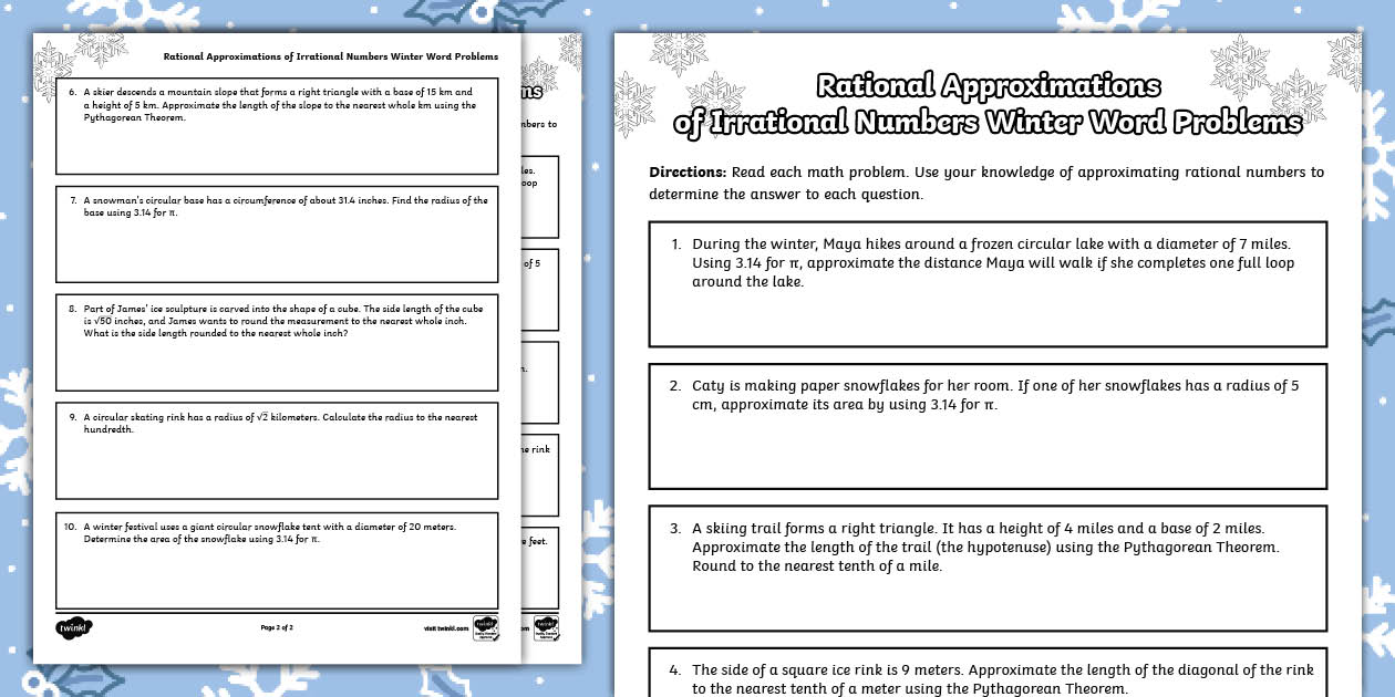 Eighth Grade Rational Approximations of Irrational Numbers Winter Math